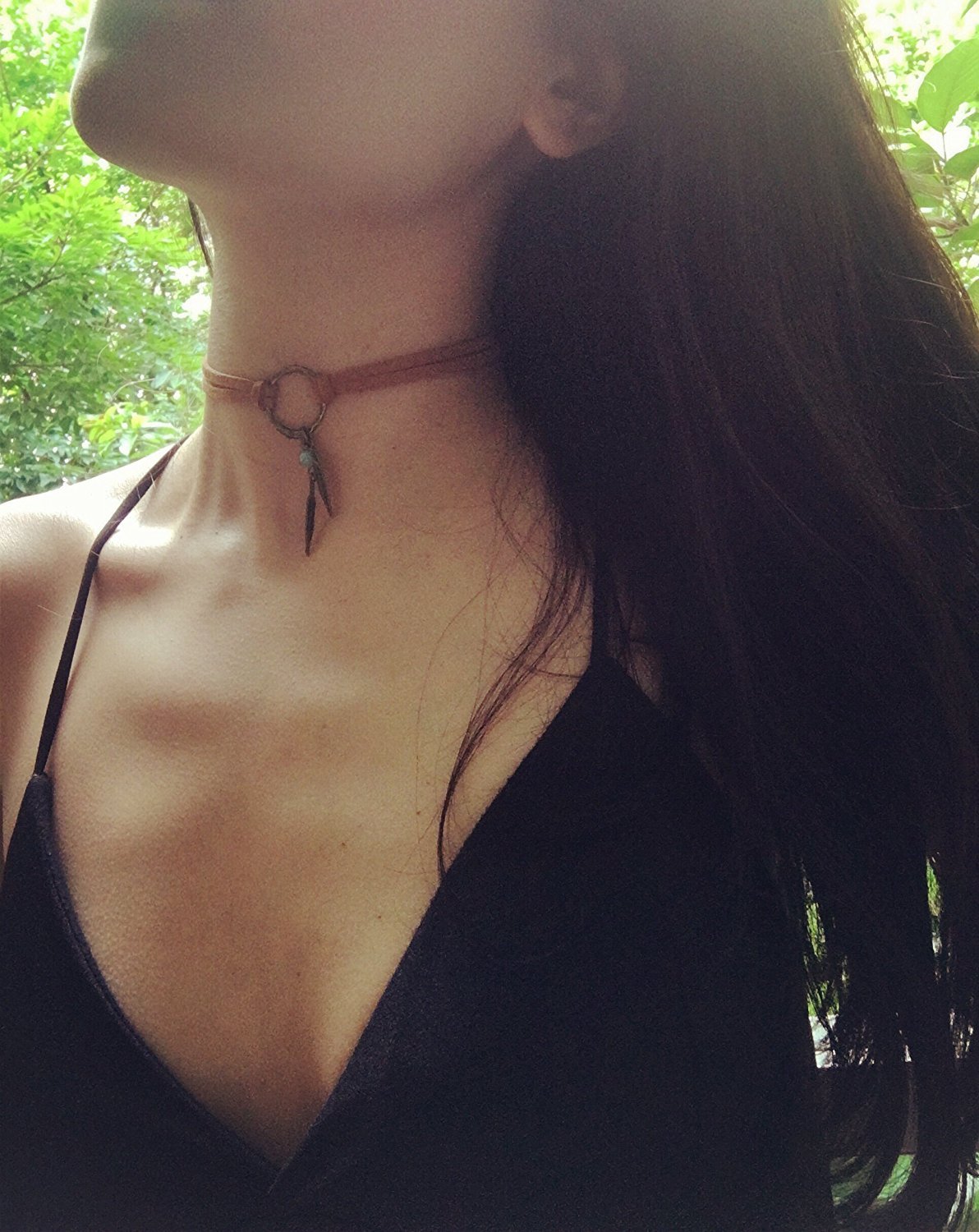 Suede Choker Necklace for Women, Native American Indian Jewelry Bohemian Feather Handmade Leather Jewelry