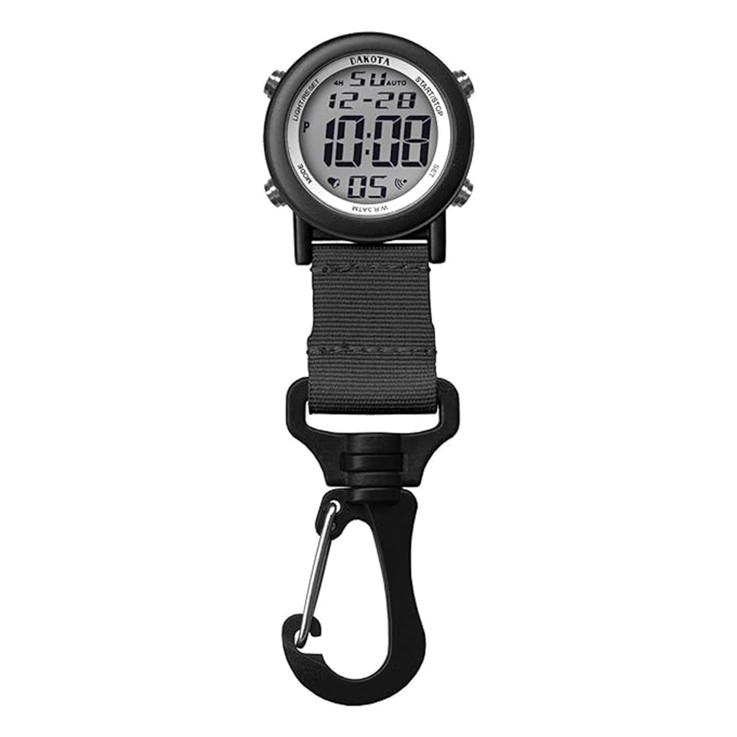 Dakota Light Digital Backpacker, Clip Watch, Alarm, Stopwatch, Timer and Dual Time Watch, Outdoor Gifts for Men and Women, Use for Fishing and More, Tactical Digital Watch, Clip On Watch