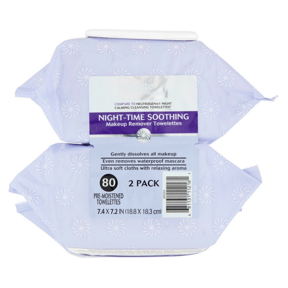 Equate Beauty Night-time Soothing Makeup Remover Towelettes, 40 sheets, 2 count (Pack of 2)