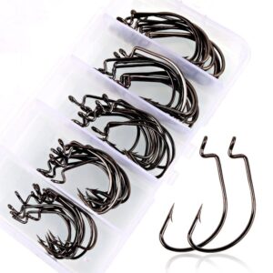 sougayilang fishing hooks high carbon steel worm soft bait jig fish hooks with plastic box