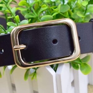 VONSELY Leather Belts for Women, Genuine Leather Womens Belts with Gold Buckle, 105CM Black Belt