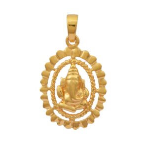 indian god shri ganesha religious pendant made for yellow gold plated 925 sterling silver