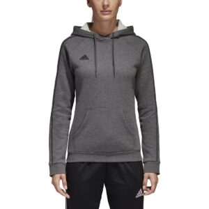 adidas women's core 18 hoodie, dark grey heather/black, small