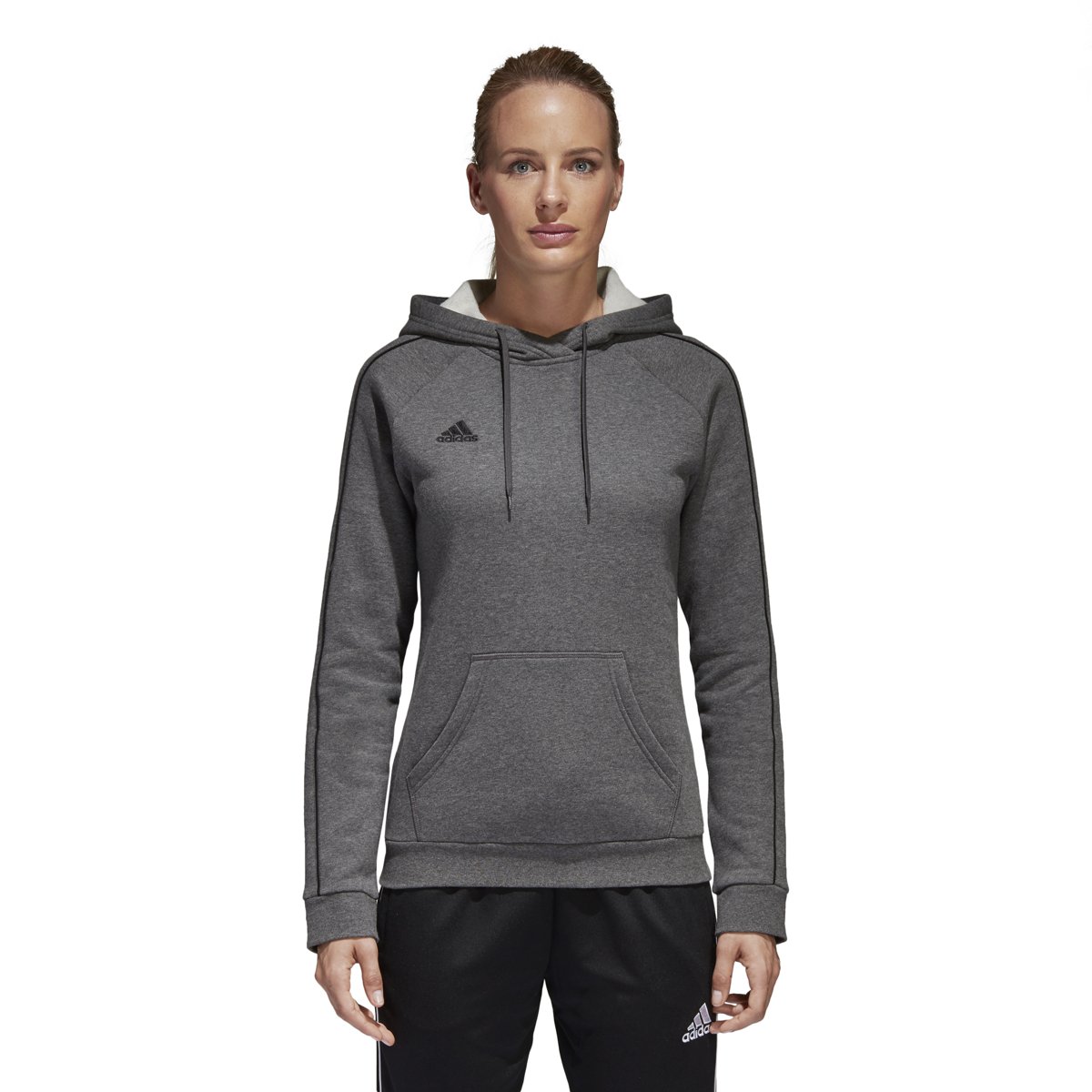 adidas Women's Core 18 Hoodie, Dark Grey Heather/Black, Small