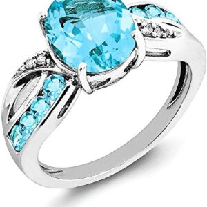 IceCarats 925 Sterling Silver Diamond Sky Blue Topaz Ring Gemstone Band Size 6.00