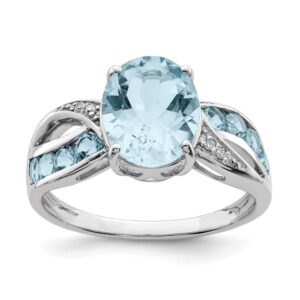 IceCarats 925 Sterling Silver Diamond Sky Blue Topaz Ring Gemstone Band Size 6.00