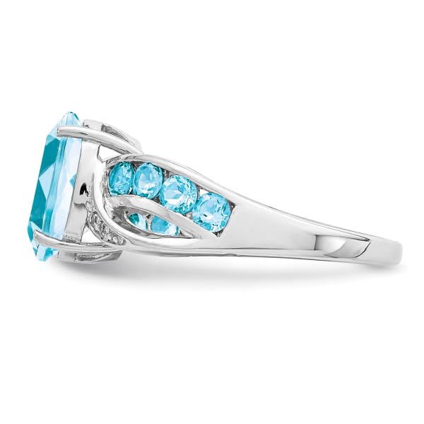 IceCarats 925 Sterling Silver Diamond Sky Blue Topaz Ring Gemstone Band Size 6.00