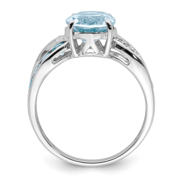 IceCarats 925 Sterling Silver Diamond Sky Blue Topaz Ring Gemstone Band Size 6.00