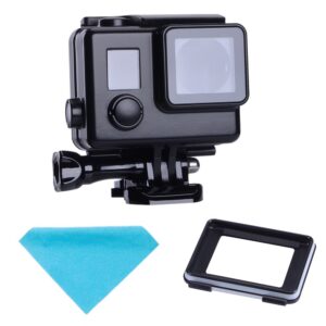 suptig replacement waterproof case protective black housing touch housing for gopro hero 4 hero 3+ hero3 outside sport camera for underwater use water resistant up to 147ft (45m)