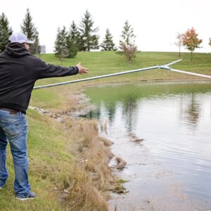 Crystal Blue Pond & Lake Weed Cutter - 42 inch Wide Cutting Path, Includes 20 Foot Rope, Blade Sharpener & Safety Gloves - Remove Common Pond Weeds, Chara, Lilly Pads, Small Leaf & More