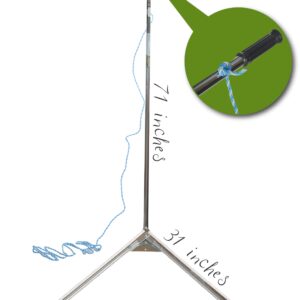 Crystal Blue Pond & Lake Weed Cutter - 42 inch Wide Cutting Path, Includes 20 Foot Rope, Blade Sharpener & Safety Gloves - Remove Common Pond Weeds, Chara, Lilly Pads, Small Leaf & More