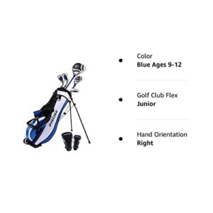 Precise Distinctive Right Handed Junior Golf Club Set for Age 9 to 12 (Height 4'4" to 5') Set Includes: Driver (15"), Hybrid Wood (22*), 2 Irons, Putter, Bonus Stand Bag & 2 Headcovers