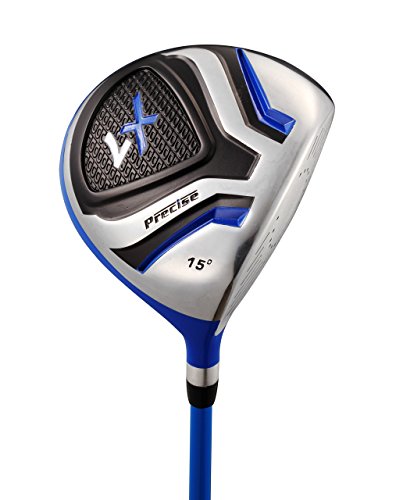 Precise Distinctive Right Handed Junior Golf Club Set for Age 9 to 12 (Height 4'4" to 5') Set Includes: Driver (15"), Hybrid Wood (22*), 2 Irons, Putter, Bonus Stand Bag & 2 Headcovers