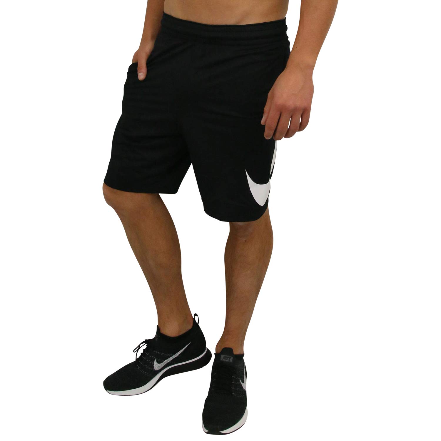 NIKE Men's HBR Basketball Shorts, Black/Black/White, Medium