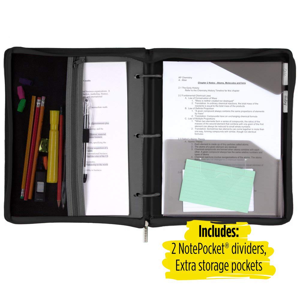 Five Star Flex Hybrid NoteBinder, 1 Inch Ring Binder, Notebook and Binder All-in-One, Black (73412)