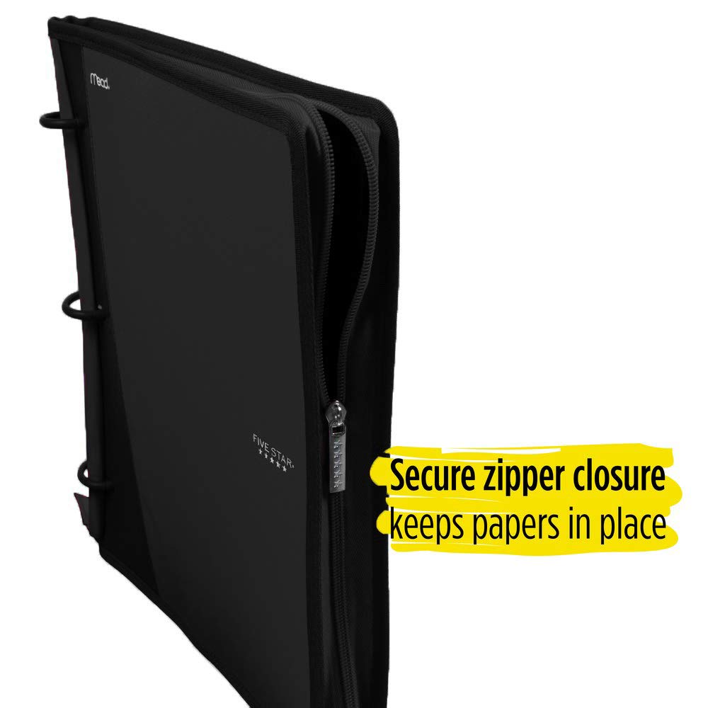 Five Star Flex Hybrid NoteBinder, 1 Inch Ring Binder, Notebook and Binder All-in-One, Black (73412)