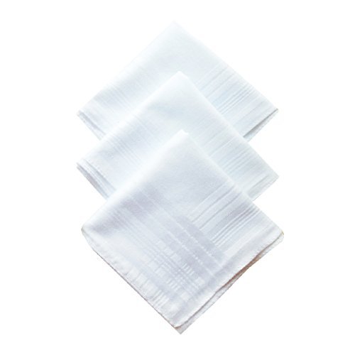 Men's Pure Cotton Handkerchief White Hankies 3PCS