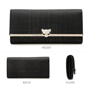 FOXER Women Leather Trifold Wallet Long Clutch Wallet with Zipper Pocket for Ladies, Black, One Size