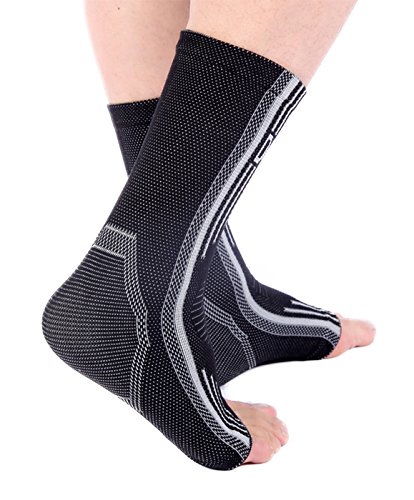 Doc Miller - Ankle Brace for Sprained Ankles, Achilles Tendonitis, Compression Support Sleeves for Women & Men, Best Brace for Pain Relief, Stability & Plantar Fasciitis Sock, 1 Pair, Gray, X-Large