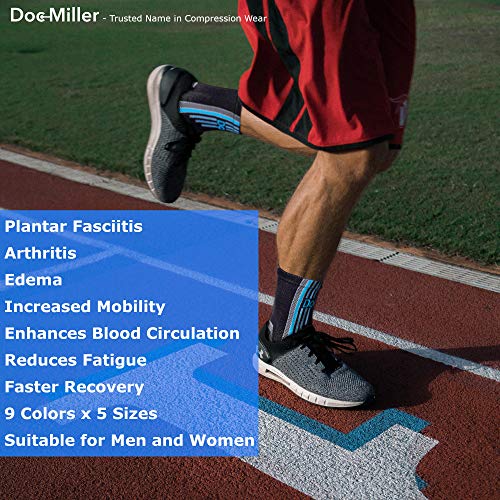 Doc Miller - Ankle Brace for Sprained Ankles, Achilles Tendonitis, Compression Support Sleeves for Women & Men, Best Brace for Pain Relief, Stability & Plantar Fasciitis Sock, 1 Pair, Gray, X-Large