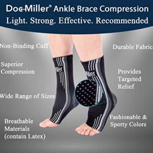 Doc Miller - Ankle Brace for Sprained Ankles, Achilles Tendonitis, Compression Support Sleeves for Women & Men, Best Brace for Pain Relief, Stability & Plantar Fasciitis Sock, 1 Pair, Gray, X-Large