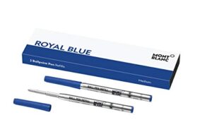 montblanc ballpoint pen refills (m) royal blue 124493 – refill cartridges with a medium tip for montblanc ball pens – 2 x blue ballpoint refills