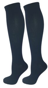 2 pair navy blue small/medium ladies compression socks, moderate/medium compression 15-20 mmhg. therapeutic, occupational, travel & flight knee-high socks. womens and mens hosiery.