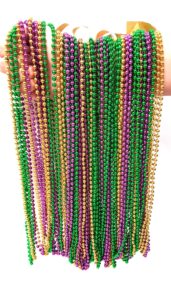 dondor metallic beaded necklaces, mardi gras necklaces, festive necklace multi packs (72 piece pack)