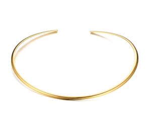 xinnuoshangmao fashion must-have stainless steel gold plated metal plain cuff chocker collar necklace for women (golden)