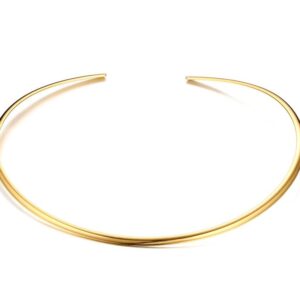 XinNuoShangMao Fashion Must-have Stainless Steel Gold Plated Metal Plain Cuff Chocker Collar Necklace for Women (golden)