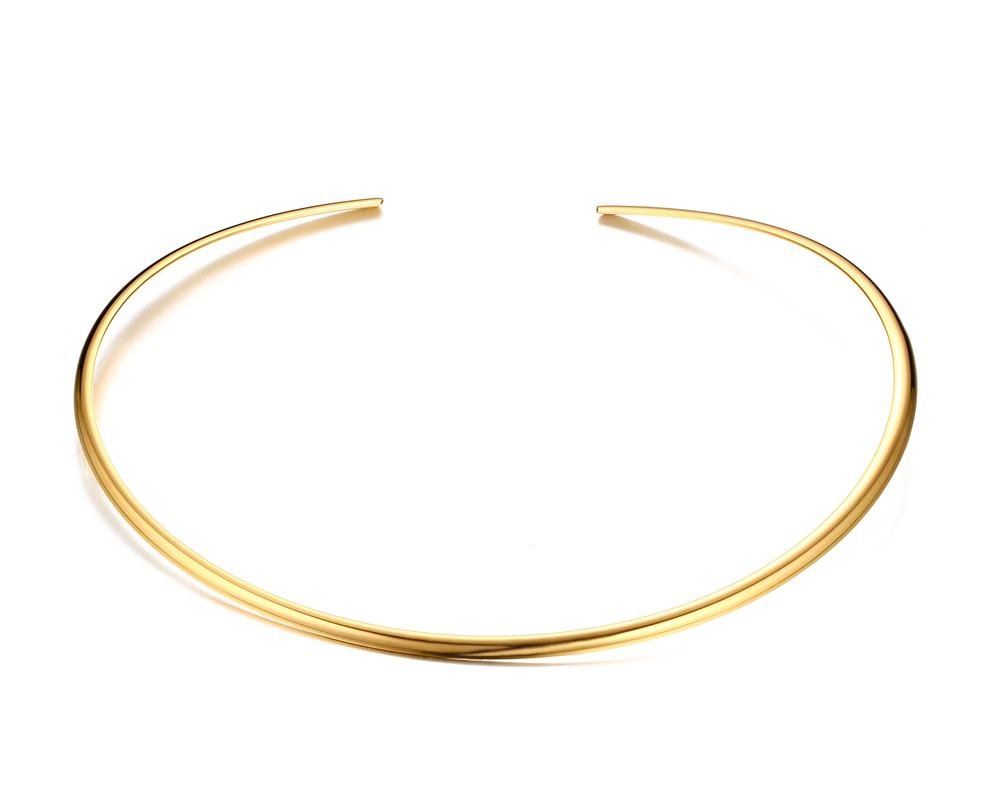 XinNuoShangMao Fashion Must-have Stainless Steel Gold Plated Metal Plain Cuff Chocker Collar Necklace for Women (golden)