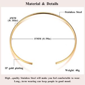 XinNuoShangMao Fashion Must-have Stainless Steel Gold Plated Metal Plain Cuff Chocker Collar Necklace for Women (golden)