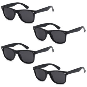 got shades wholesale unisex 80's retro style trendy sunglasses - 4 pack (matte black | smoke lenses, 52)