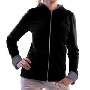 scottevest glow hoodie for women - 18 hidden pockets - lightweight zip up sweatshirt for travel & more (midnight, m1)