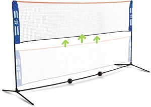 joola hit mit adjustable height portable badminton net set - competition multi sport indoor or outdoor net for playing pickleball, kids volleyball, soccer tennis, lawn tennis - easy and fast assembly