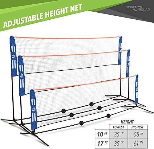 JOOLA HIT MIT Adjustable Height Portable Badminton Net Set - Competition Multi Sport Indoor or Outdoor Net for Playing Pickleball, Kids Volleyball, Soccer Tennis, Lawn Tennis - Easy and Fast Assembly