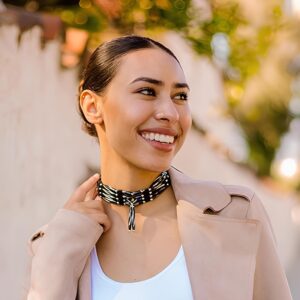 outROAR Gear American Indian Style Bone Choker Necklace, 4 Row Slotted Mocha Traditional Hairpipe Beads, Unisex Adjustable