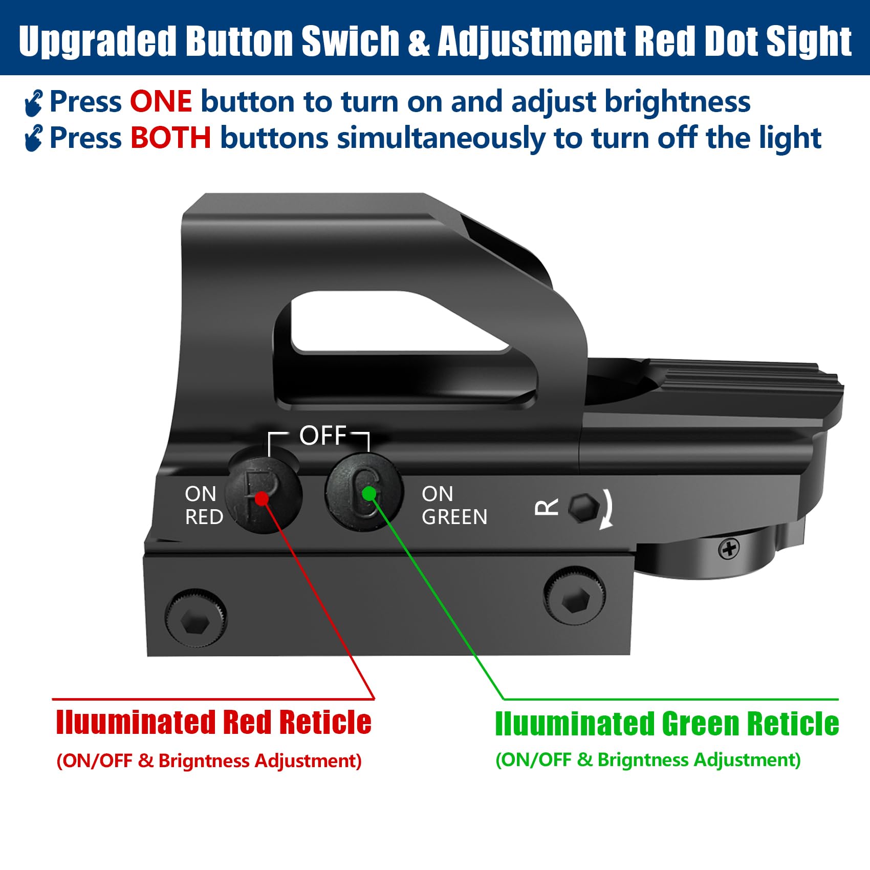 UUQ 4-16x50 Tactical Rifle Scope Red/Green Illuminated Range Finder Reticle W/Laser Sight and Holographic Reflex Dot Sight (Green Laser W/Upgraded Dot Sight)