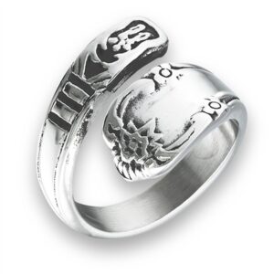 victorian claddagh style open wrap spoon ring stainless steel band size 7