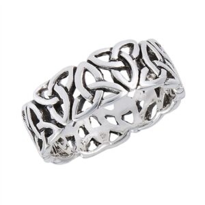 oxidized celtic eternity wedding knot ring .925 sterling silver band size 8