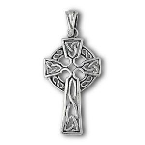 cross celtic pendant .925 sterling silver renaissance traditional trinity charm