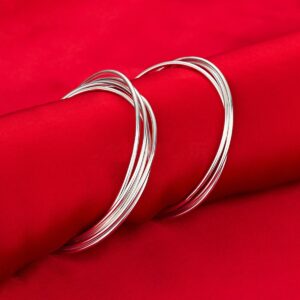 Merdia 925 Sterling Silver Bangle Bracelet Stackable Bangles for Women/Girls | Polished Bangle Bracelets for Women | 925 Sterling Silver Bracelets for Women | Dainty Bracelets for Her