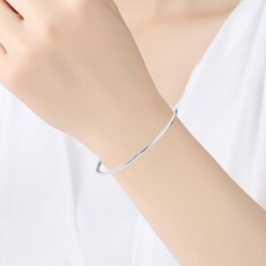 Merdia 925 Sterling Silver Bangle Bracelet Stackable Bangles for Women/Girls | Polished Bangle Bracelets for Women | 925 Sterling Silver Bracelets for Women | Dainty Bracelets for Her