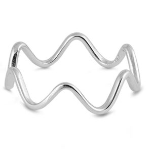 CloseoutWarehouse 925 Sterling Silver High Polished Wraparound Wavy Line Ring Size 7