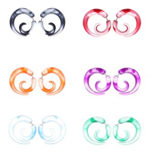 crazypiercing 12pcs fake tapers acrylic ear gauge spiral earrings studs stretcher piercing taper 20g