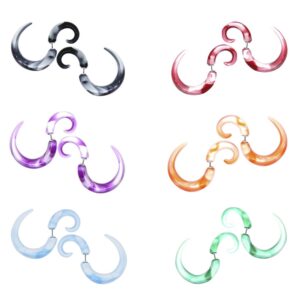 CrazyPiercing 12Pcs Fake Tapers Acrylic Ear Gauge Spiral Earrings Studs Stretcher Piercing Taper 20G