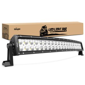 nilight - 70015c-a led light bar 22inch 120w curved spot flood combo led driving lamp off road lights led work light for trucks boat jeep lamp,2 years warranty