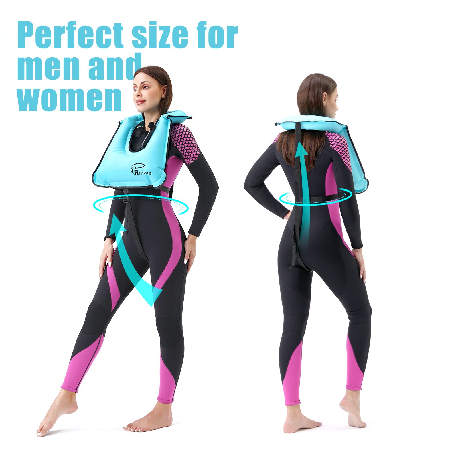 Rrtizan Snorkel Vest, Adults Portable Inflatable Swim Vest Buoyancy Aid Swim Jackets for Men & Women