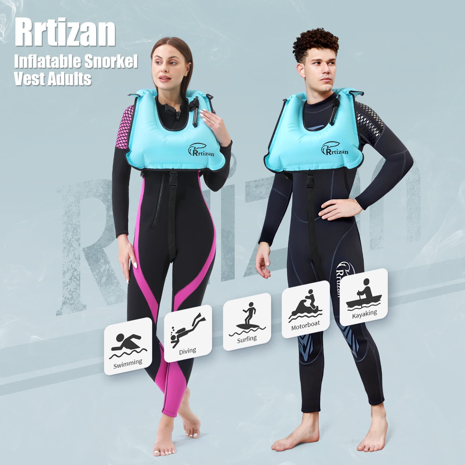 Rrtizan Snorkel Vest, Adults Portable Inflatable Swim Vest Buoyancy Aid Swim Jackets for Men & Women