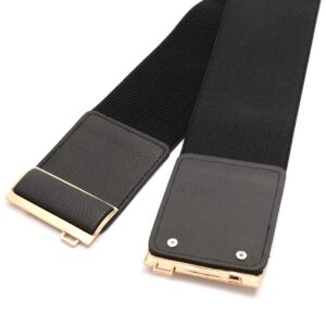 Beltox Womens 3" Wide Belt Elastic Stretch Cinch Waistband Lady Cummerband(26-43", Black Belt)